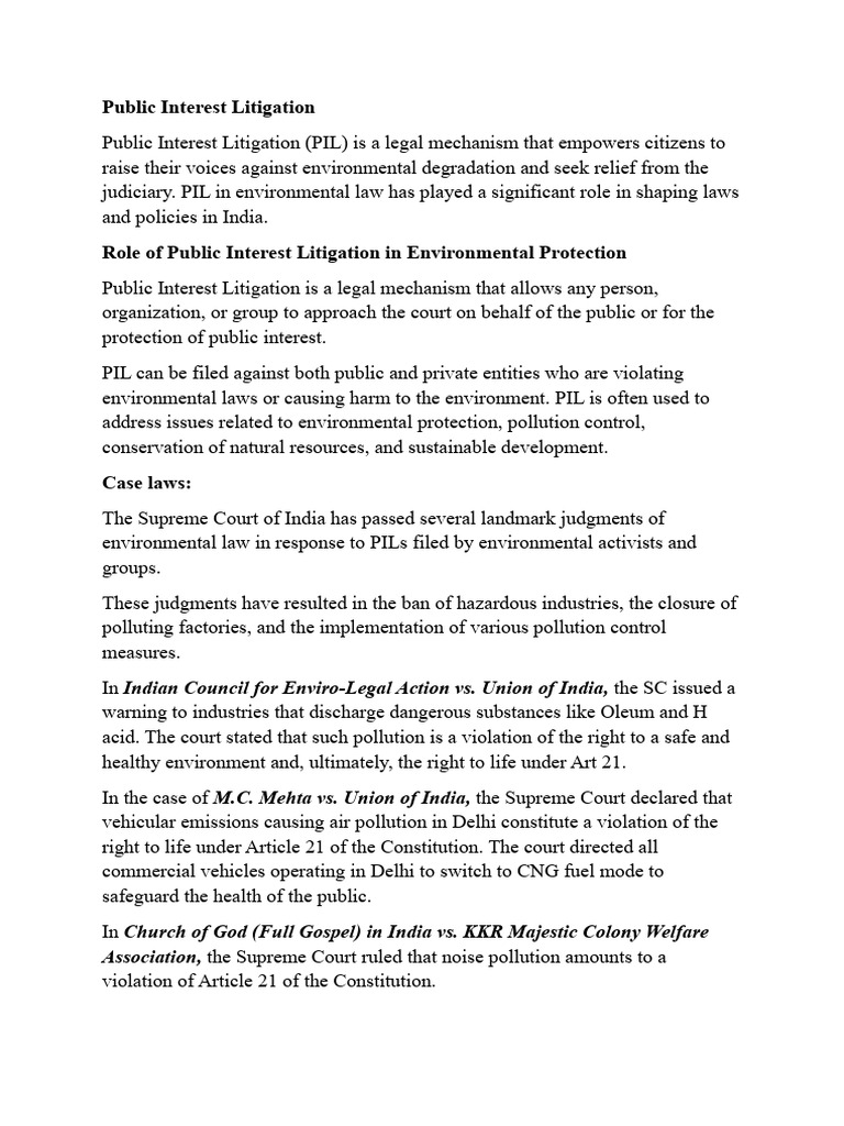 Role of Public Interest Litigation A Judicial Approach | Download Free ...