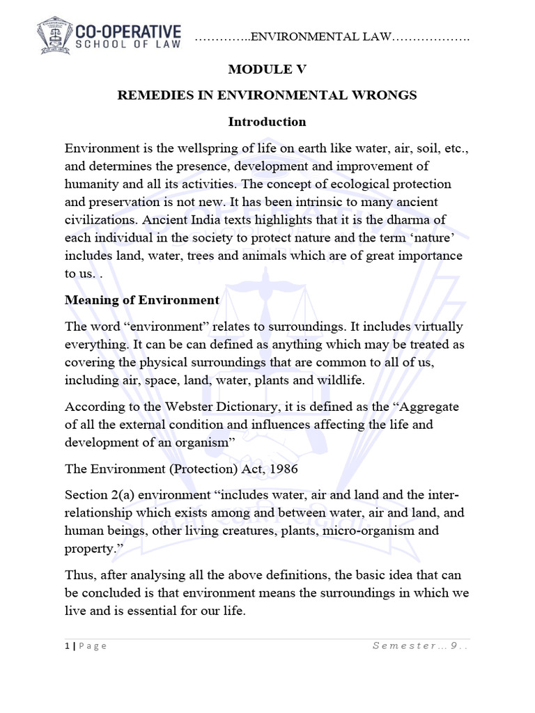 Remedies in Environmental Wrongs | PDF | Nuisance | Environmental Law