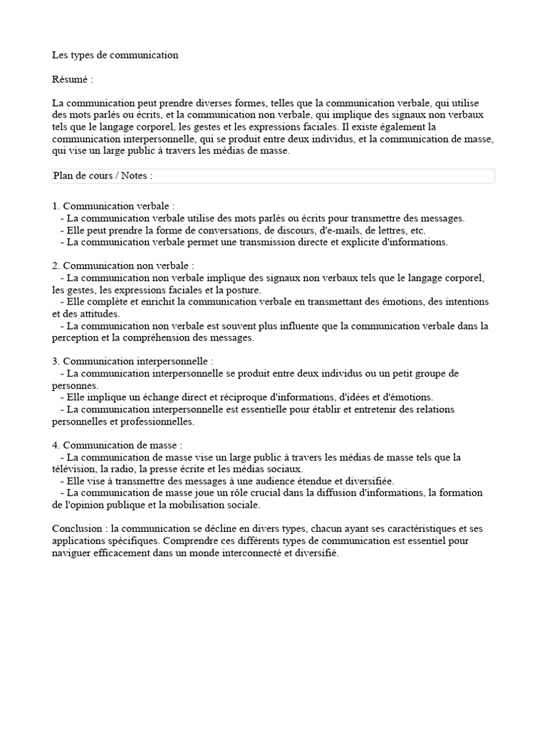 Types de communication expliqués | PDF | Sciences et mathématiques