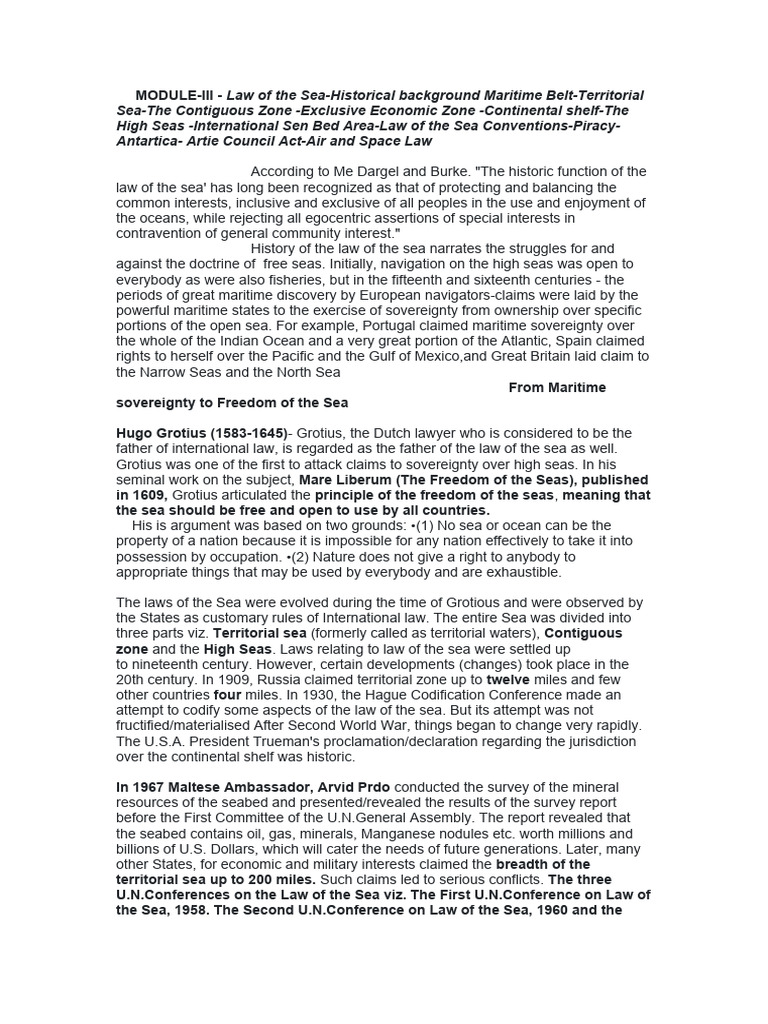 SEA Notes | PDF | Territorial Waters | United Nations Convention On The ...