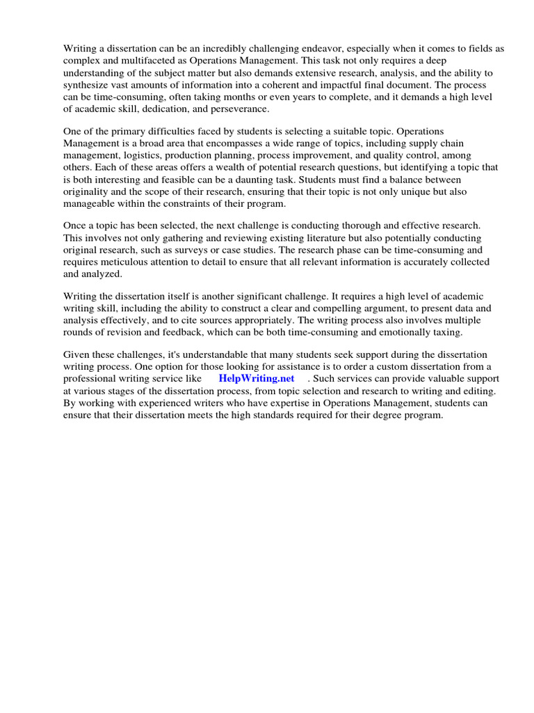 Operations Dissertation Topics | PDF | Operations Management | Logistics