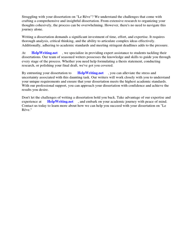 Dissertation Le Reve | PDF | Thesis | Scribd