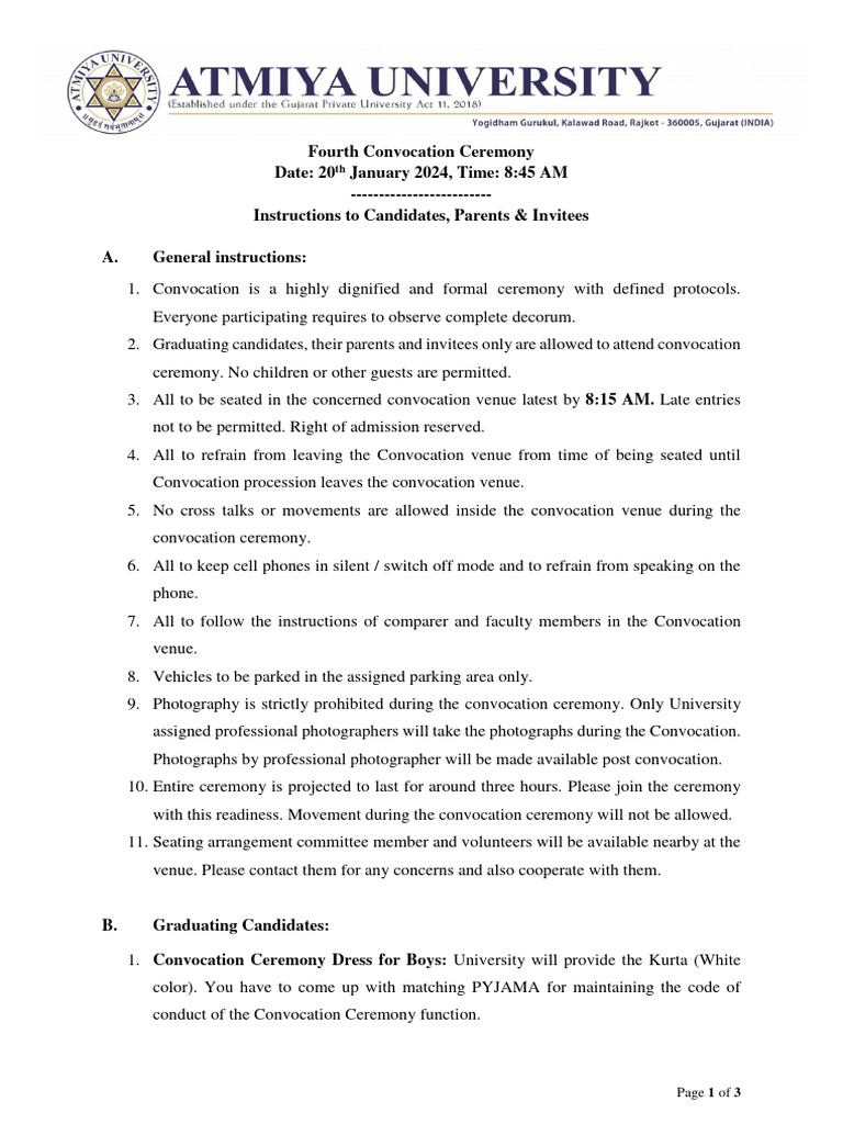 General Instructions - 4th Convocation - Final | PDF