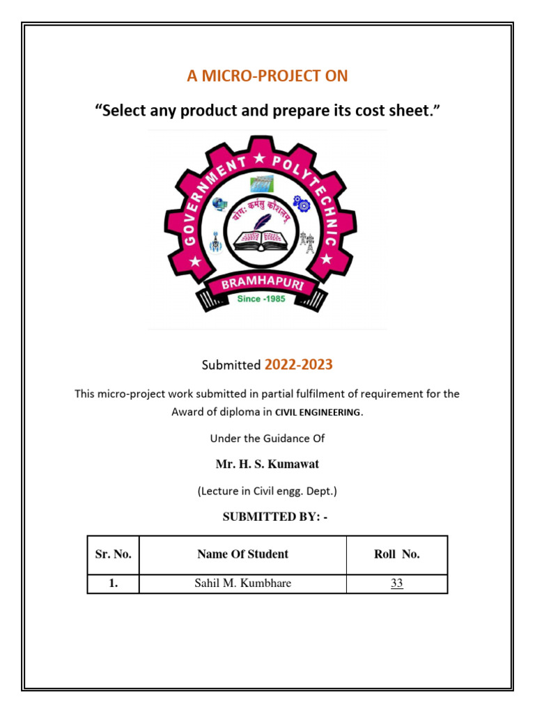 EDP Microproject New | PDF | Cost Of Goods Sold | Cost