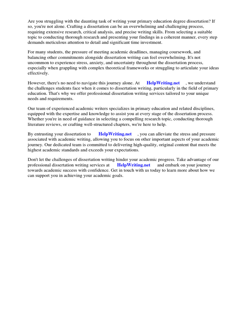 Primary Education Degree Dissertation Ideas | PDF | Thesis | Methodology