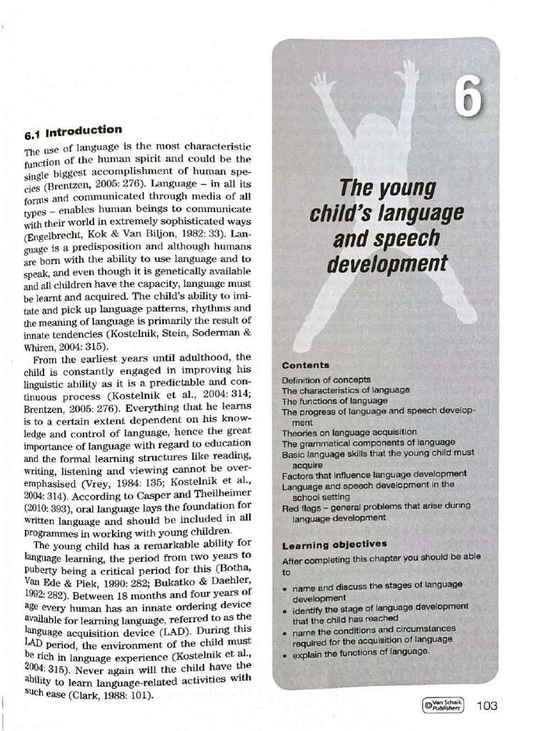 Chapter 6 - The Young Child's Language and Speech Development - PG 103 ...