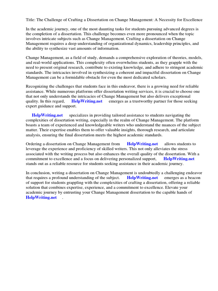 Dissertation Examples Change Management | PDF | Change Management | Expert