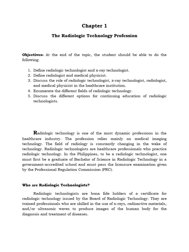 Chapter 1 | PDF | Radiology | Medical Imaging
