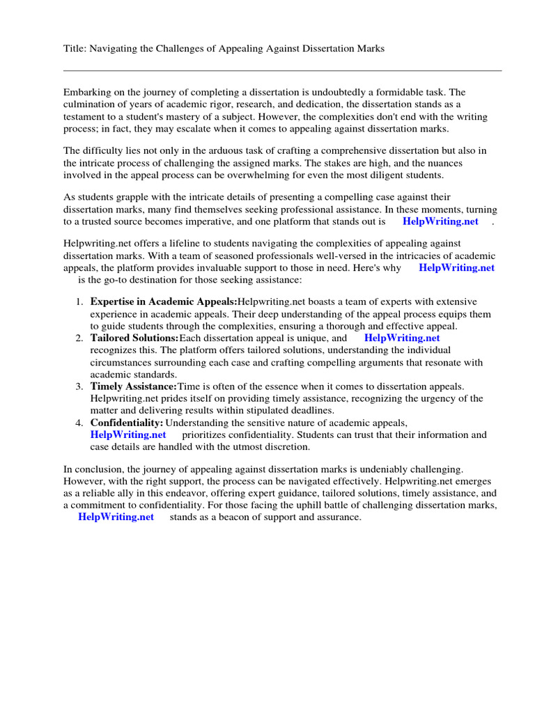 Appealing Against Dissertation Mark | PDF | Thesis | Quantitative Research