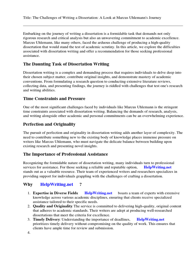 Marcus Uhlemann Dissertation | PDF | Thesis | Expert