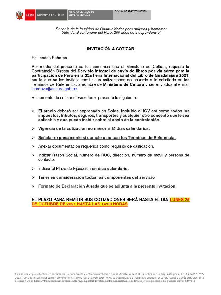 Invitación A Cotizar | PDF