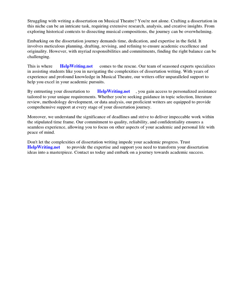 Dissertation Ideas Musical Theatre | PDF | Thesis | Audition