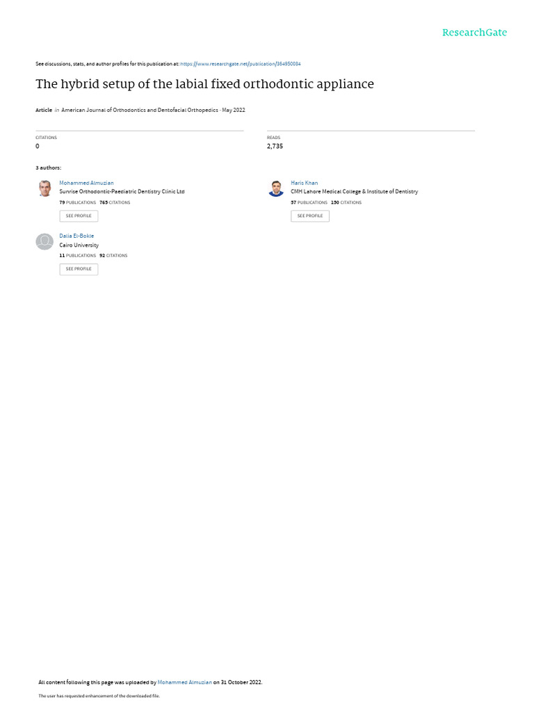 The Hybrid Setup of The Labial Fixed Orthodontic Appliance | PDF ...