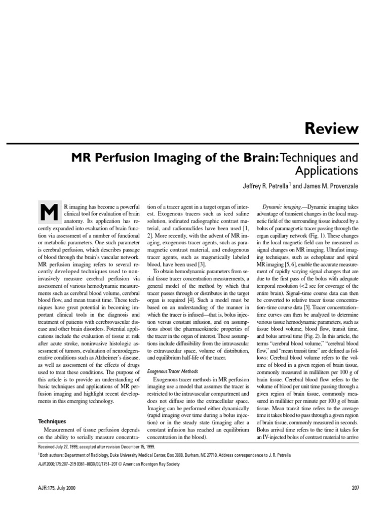 MR Perfusion - Técnicas e Aplicações | PDF | Magnetic Resonance Imaging ...