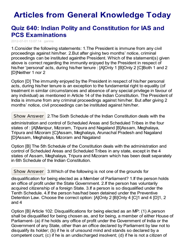 General Knowledge Today | Download Free PDF | Political Law | Legal ...