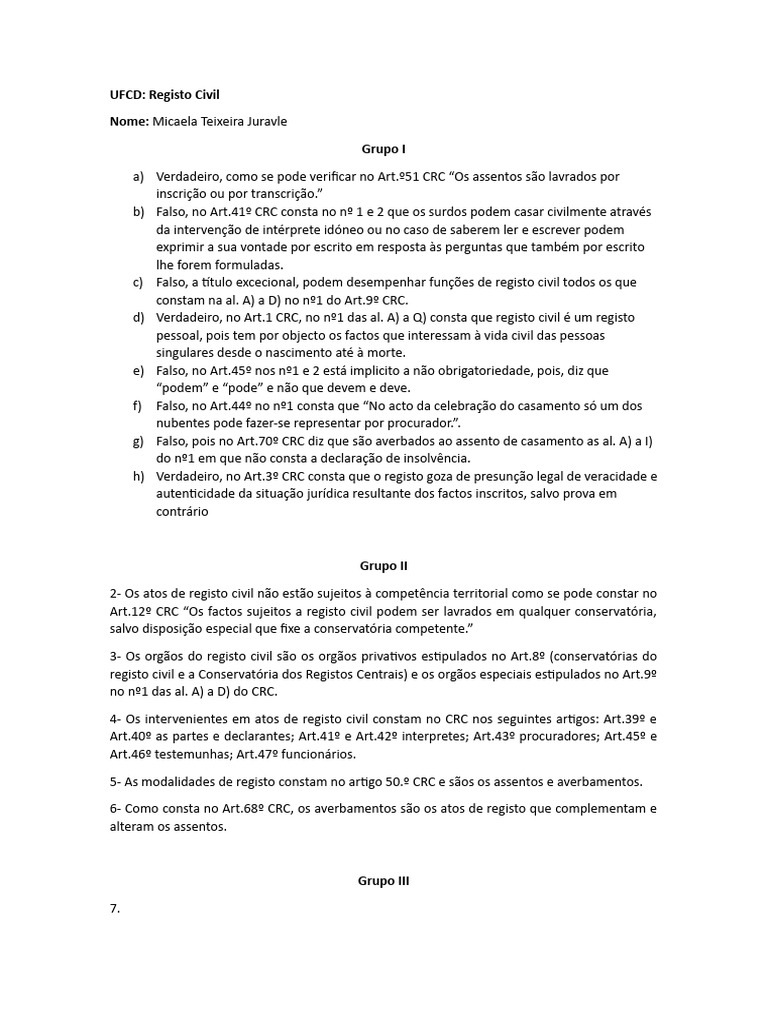 Registo Civil: Análise de Artigos CRC | PDF | Justiça | Crime e Violência
