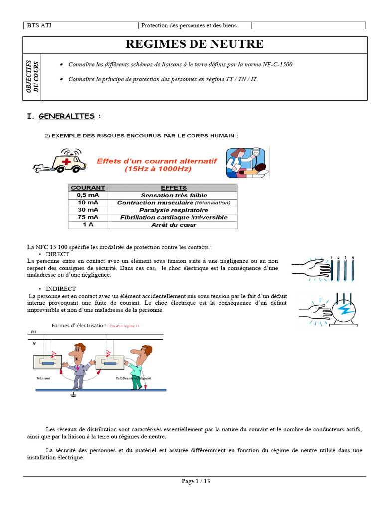 Régimes de Neutre en Électricité | PDF | Grandeur physique ...