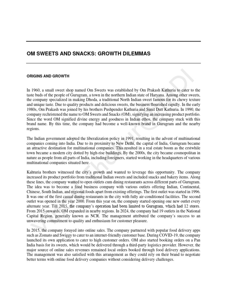 Om Sweets: Growth and Business Strategy | PDF | Retail | Business