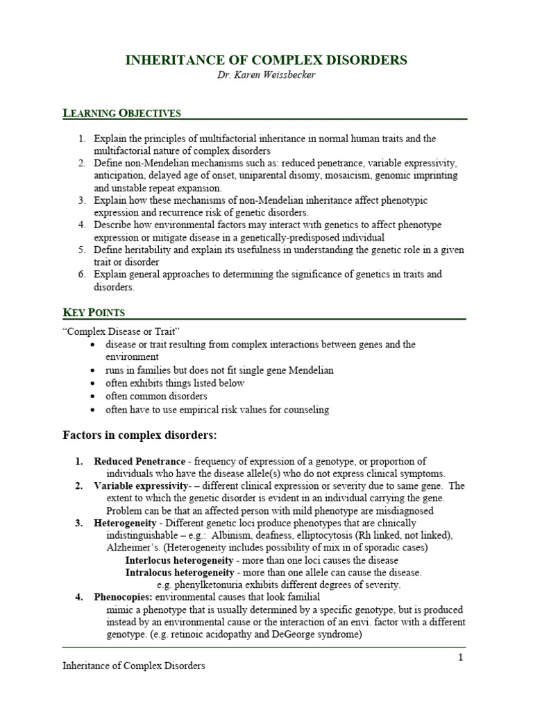 2-Gen-Sept-14-Inheritance of Complex Disorders Handout Weissbecker ...