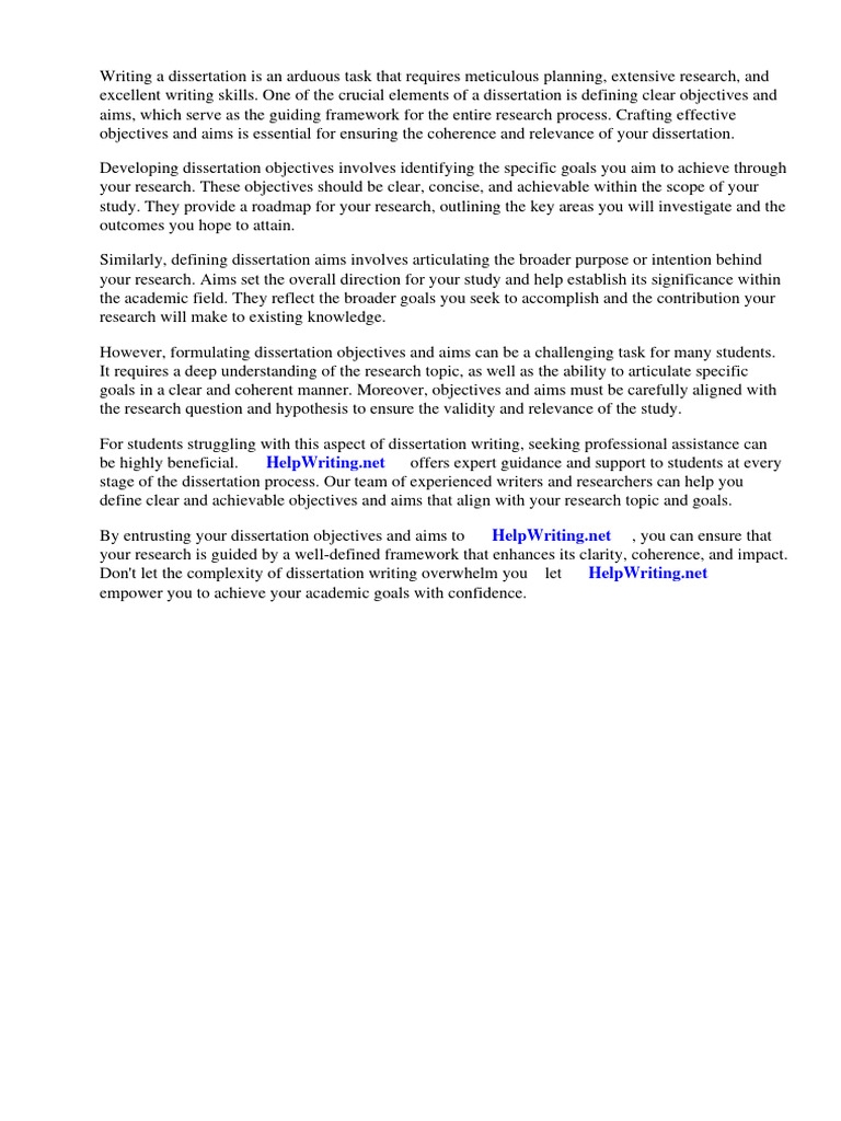How To Write Dissertation Objectives and Aims | PDF | Thesis | Goal