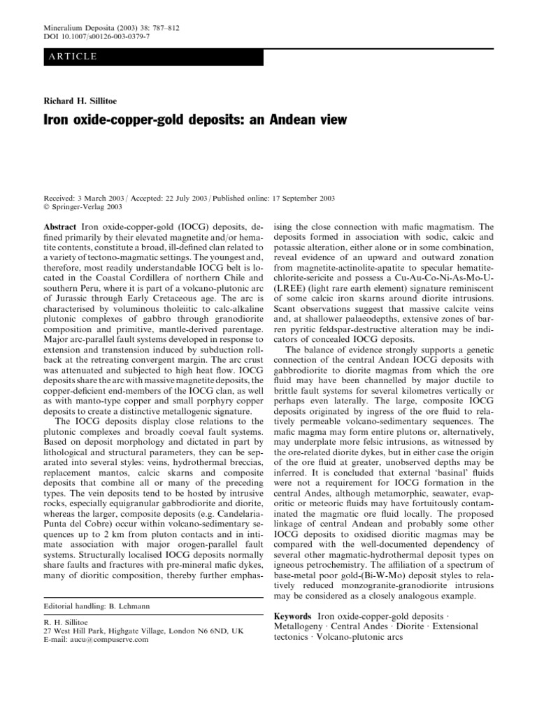 Andean IOCG Deposits Overview | PDF | Andes | Petrology
