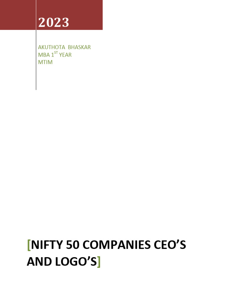 Nifty 50 Companies and CEOs 2023 | PDF | Financial Services Companies ...