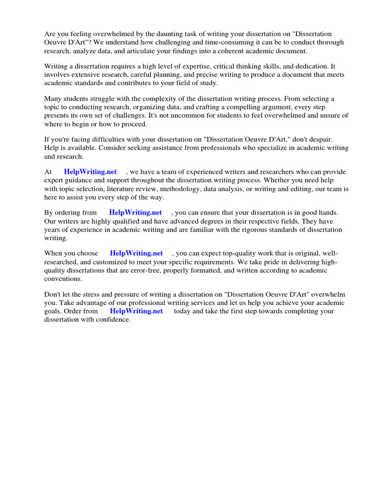 Dissertation Oeuvre D Art | Download Free PDF | Scribd | Thesis