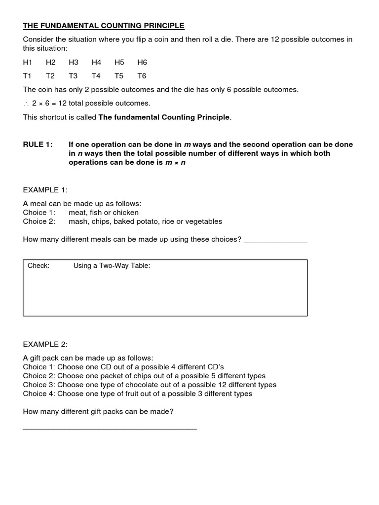 The Counting Principle And Permutations Pdf Linguistics