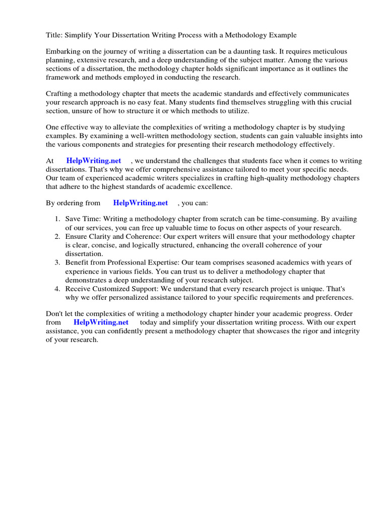 Dissertation Methodology Example | PDF | Methodology | Thesis