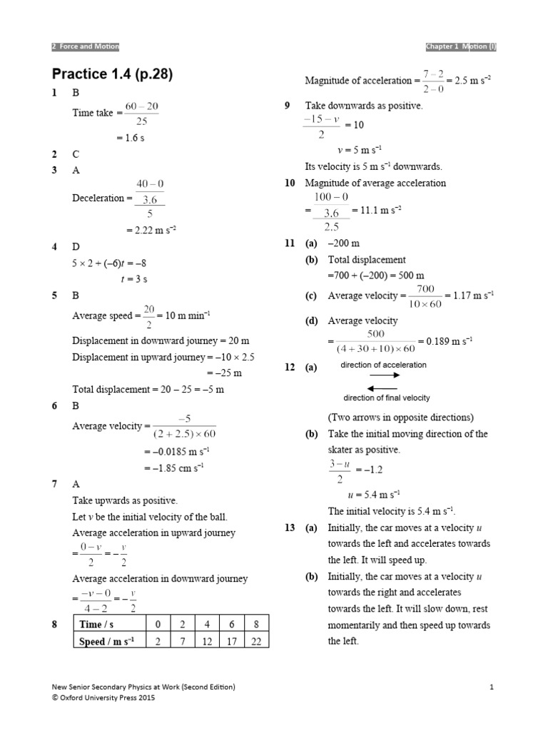 Practice 20104 Ans | PDF | Acceleration | Velocity
