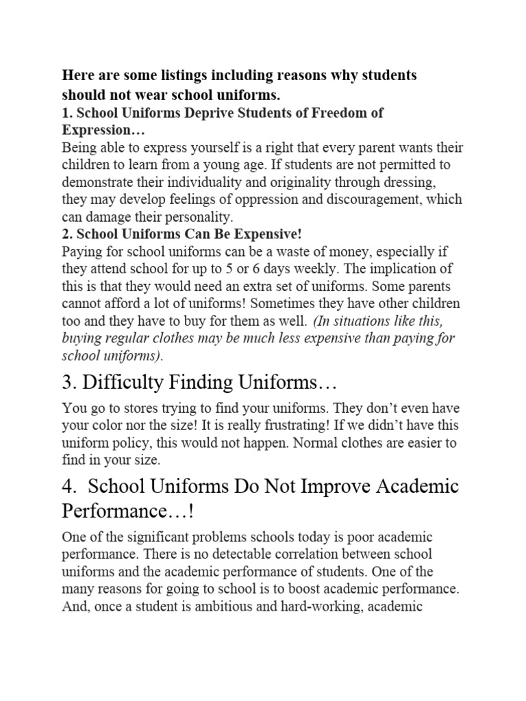 Student Uniform Should Be Banned | PDF