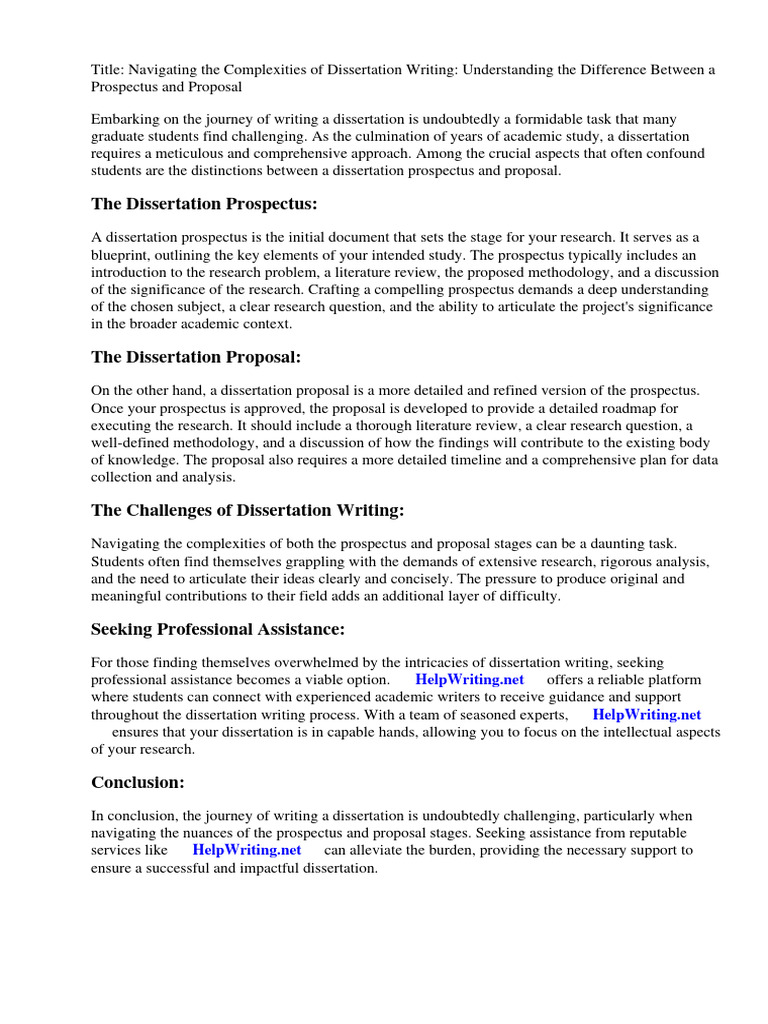 Dissertation Prospectus vs Proposal Guide | PDF | Thesis | Essays