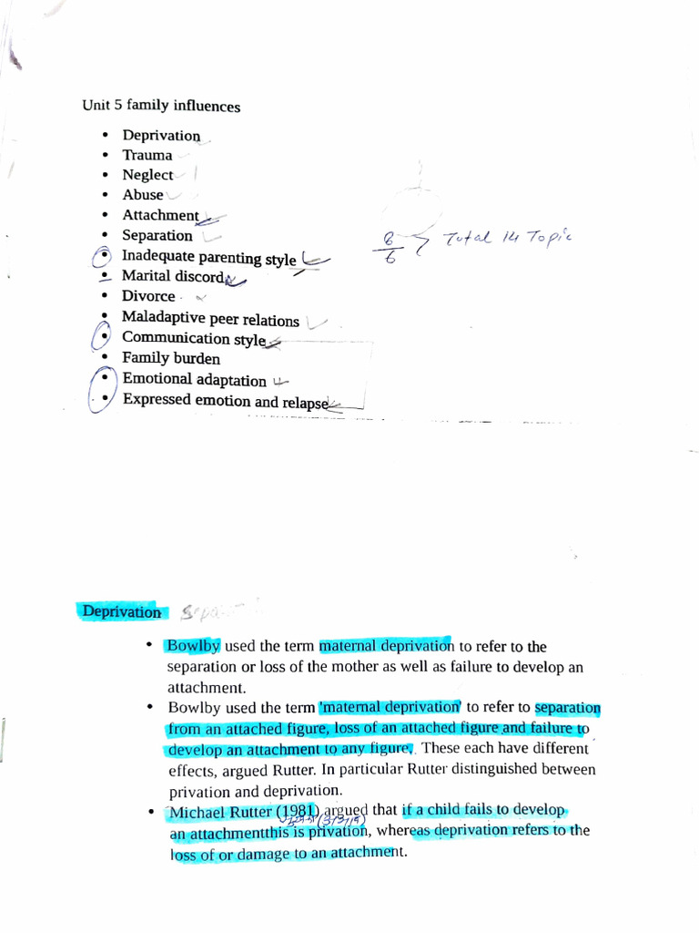 Unit 5 Family Influences | PDF | Psychological Trauma | Attachment Theory