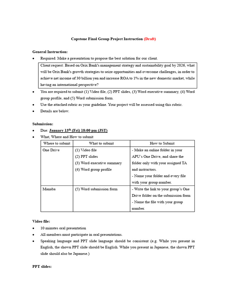 (J&EN) Final Group Project Instruction (Draft) V2 | PDF | Marketing ...