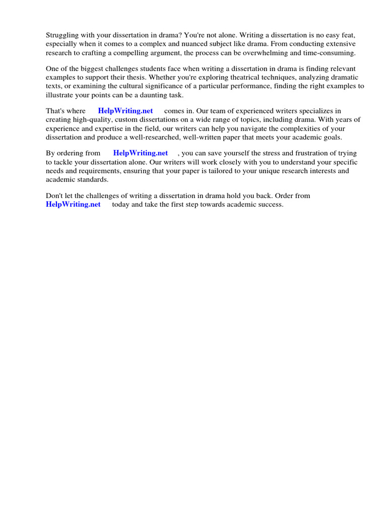 Dissertation Examples Drama | PDF | Thesis | Curriculum
