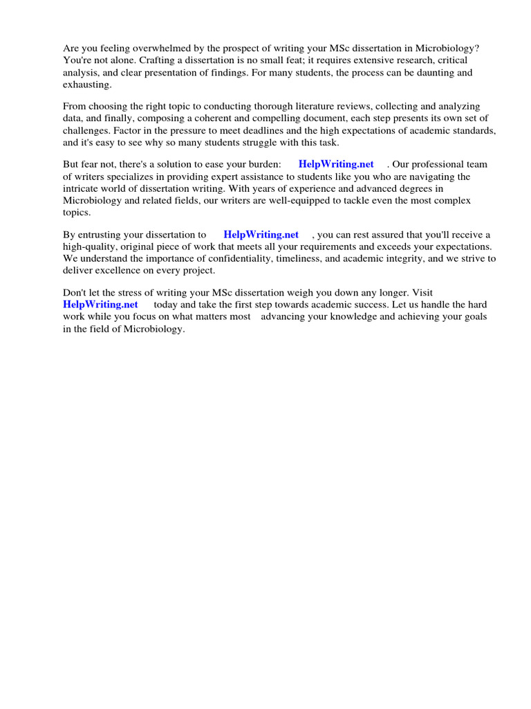 MSC Dissertation Topics in Microbiology | PDF | Thesis | Knowledge Management