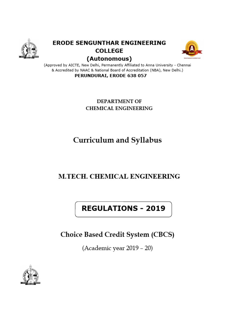 M.Tech Chemical Engineering Syllabus 2019 | PDF | Waste | Fluid Dynamics