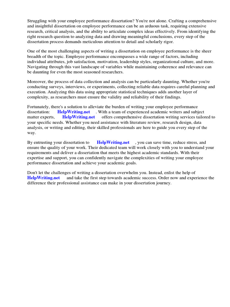 Employee Performance Dissertation PDF | PDF | Performance Appraisal ...