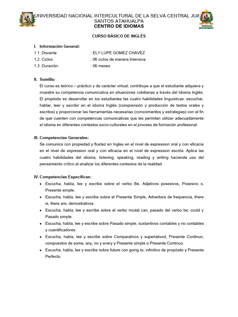 Basic English Syllabus | PDF | Semántica | Gramática