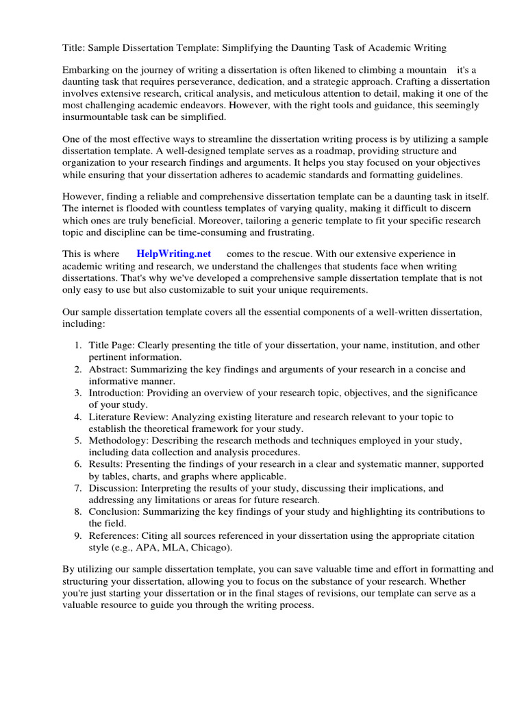 Sample Dissertation Template | PDF | Thesis | Methodology