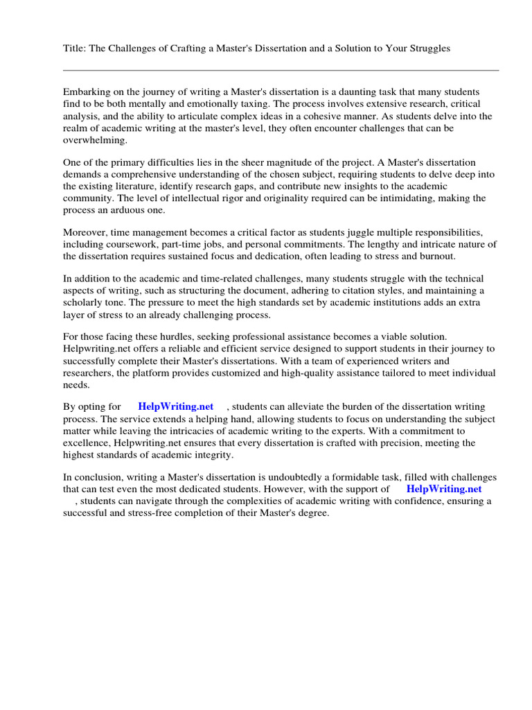 Writing A Masters Dissertation | PDF | Thesis | Analysis