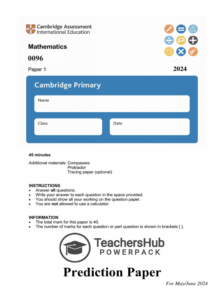 Prediction Paper - Non Calculator Paper 1 | PDF
