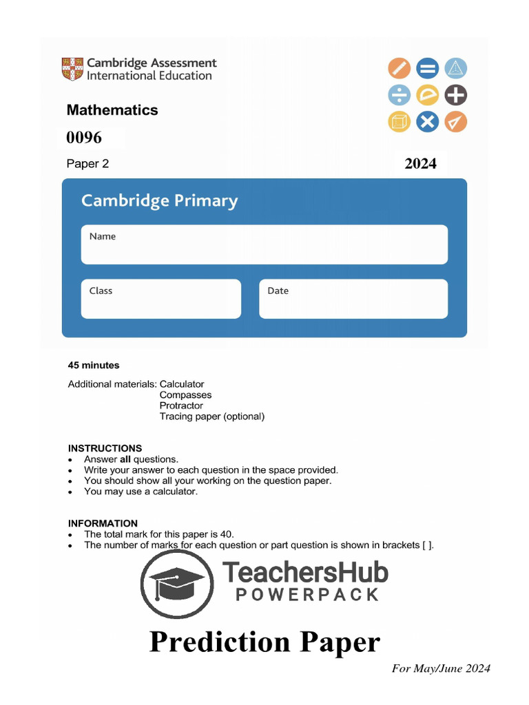 Prediction Paper - Calculator Paper 2 | PDF | Circle | Shape