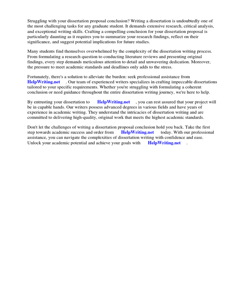Dissertation Proposal Conclusion Example | PDF | Thesis | Methodology