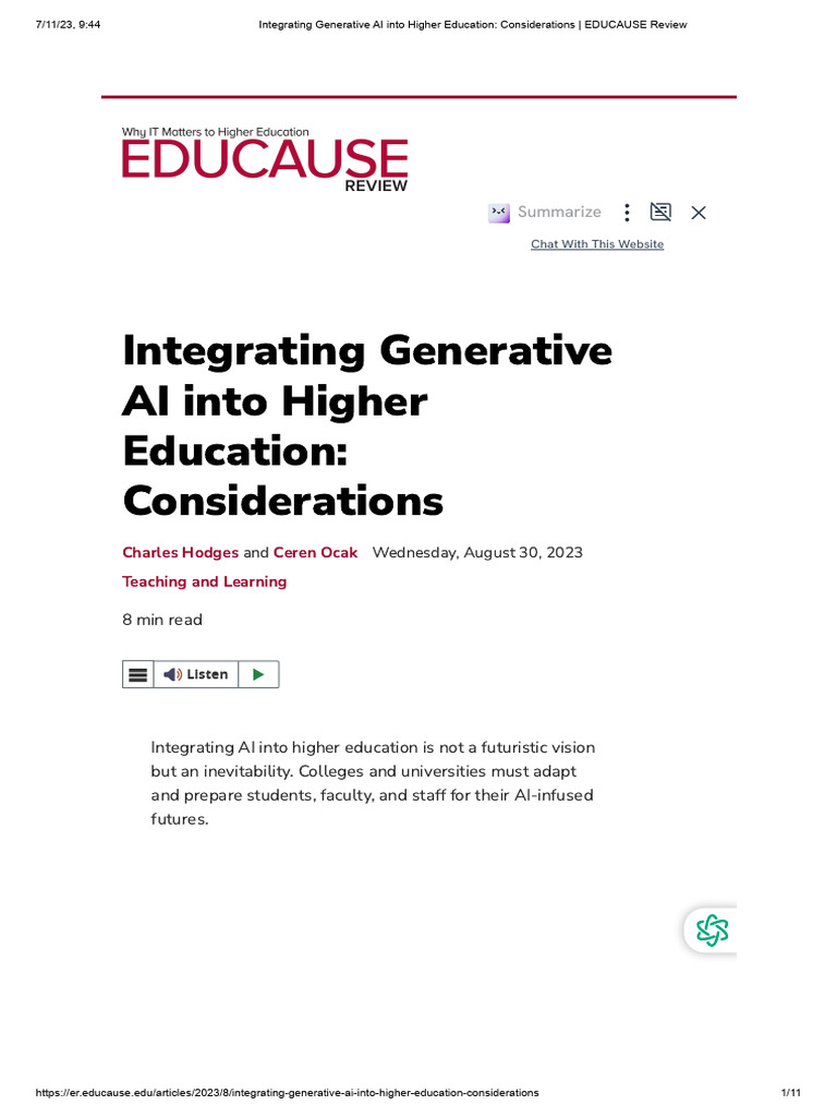 ARTICLE 3 EN - Integrating Generative AI Into Higher Education - Considerations - EDUCAUSE ...