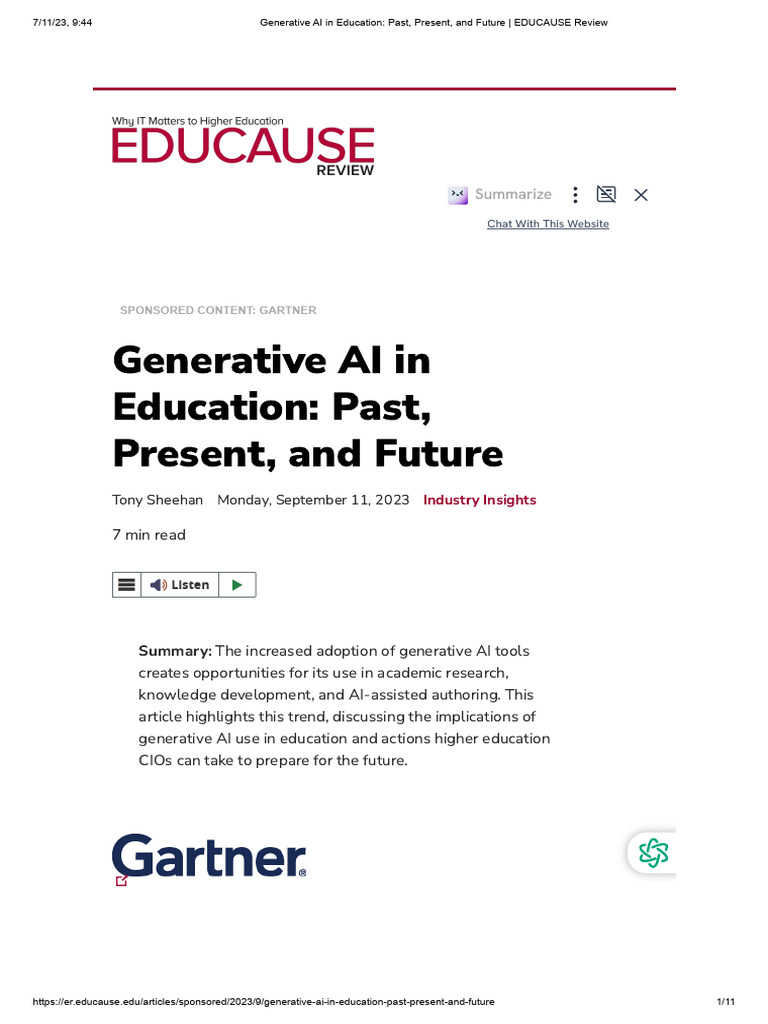 ARTICLE 1 EN - Generative AI in Education - Past, Present, and Future ... ARTICLE 1 EN - Generative AI in Education - Past, Present, and Future ...