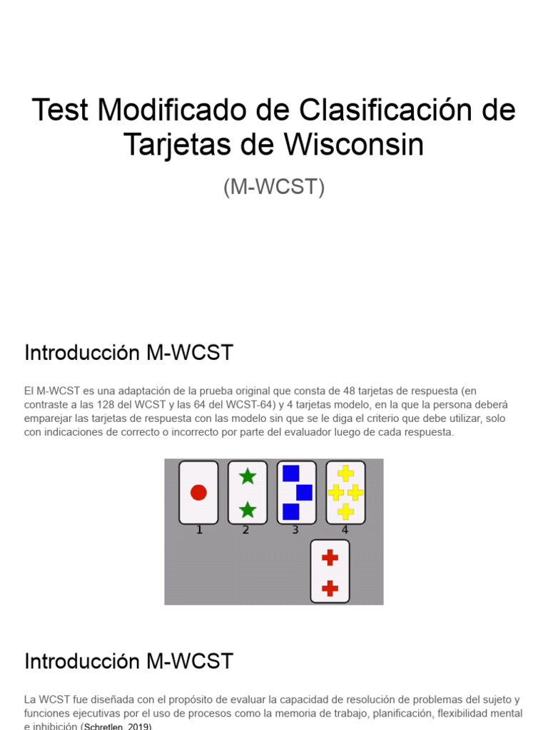 Test Modificado de Clasificación WCST | PDF | Desviación Estándar ...