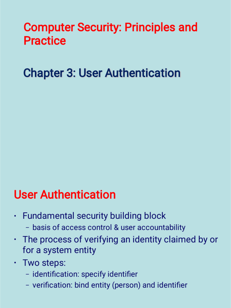 Computer Security: Principles and Practice: Chapter 3: User Authentication | PDF | Password ...