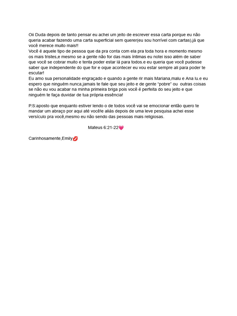 Carta pra Duda | PDF