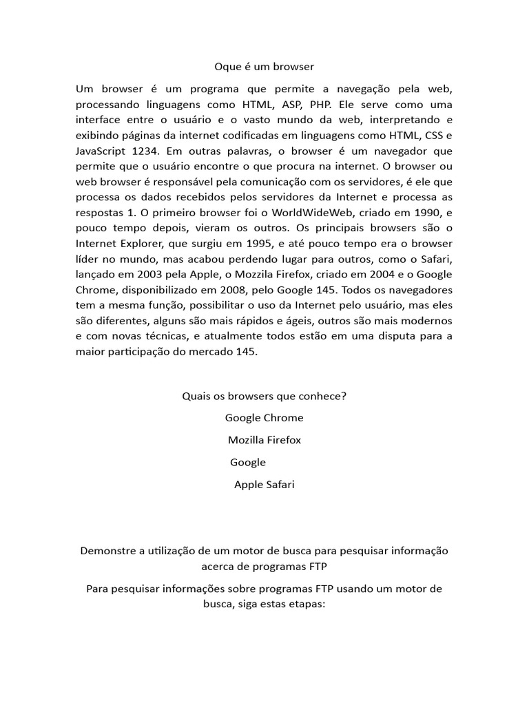Oque É Um Browser | PDF | Rede mundial de computadores | Internet e Web